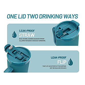 Zukro 50 oz Tumbler With Handle, 100% Leak Proof, Large Triple-wall Insulated Stainless Steel Jug with Lid and Flip Straw, No Sweat Wate Bottle Fit in Cup Holder, Keep Drinks Cold 34 Hours, Teal