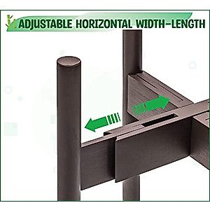 ZPirates Plant Stand Indoor, Outdoor - Tall 14-inch, Adjustable 8 to 12-Inch Wide - Small to Large Planter Pot and Flower Vase Holder - Dark Bamboo Wood