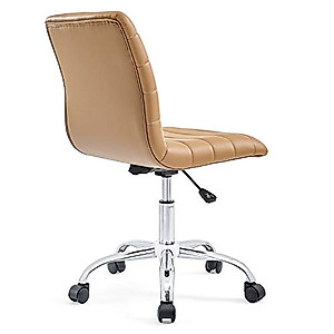 Modway Ripple Ribbed Armless Mid Back Swivel Computer Desk Office Chair In Tan