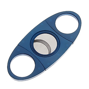 2PCS Cigar Cutter Stainless Steel Guillotine Double Cut Blade in Black Gift Pouch Cigar Gifts for Men Cigar Accessories (Blue)