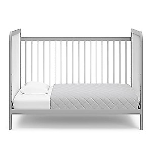 Storkcraft Pasadena 3-in-1 Convertible Crib (Pebble Gray/White) – GREENGUARD Gold Certified, Converts to Daybed and Toddler Bed, Fits Standard Full-Size Crib Mattress, Adjustable Mattress Height