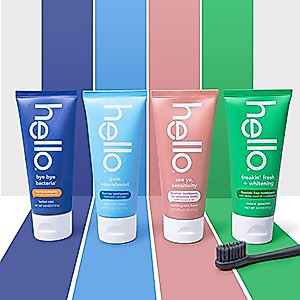 Hello Freakin Fresh Whitening Toothpaste, Fluoride Free Hemp Toothpaste with Farm Grown Mint and Coconut Oil, Vegan, No Peroxide, No Fluoride, No Dyes, Gluten Free, BPA Free, 2 Pack, 4 OZ Tubes