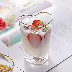 YUNNUO Glass Bowls For Dessert,Glass Bowls 6 Inch,Phnom Penh Heart-Shaped Glass Bowl And Cup Set,Used In The Kitchen To Make Ice Cream Or Fruit Salad,Yogurt Dessert Bowl (With A Spoon)