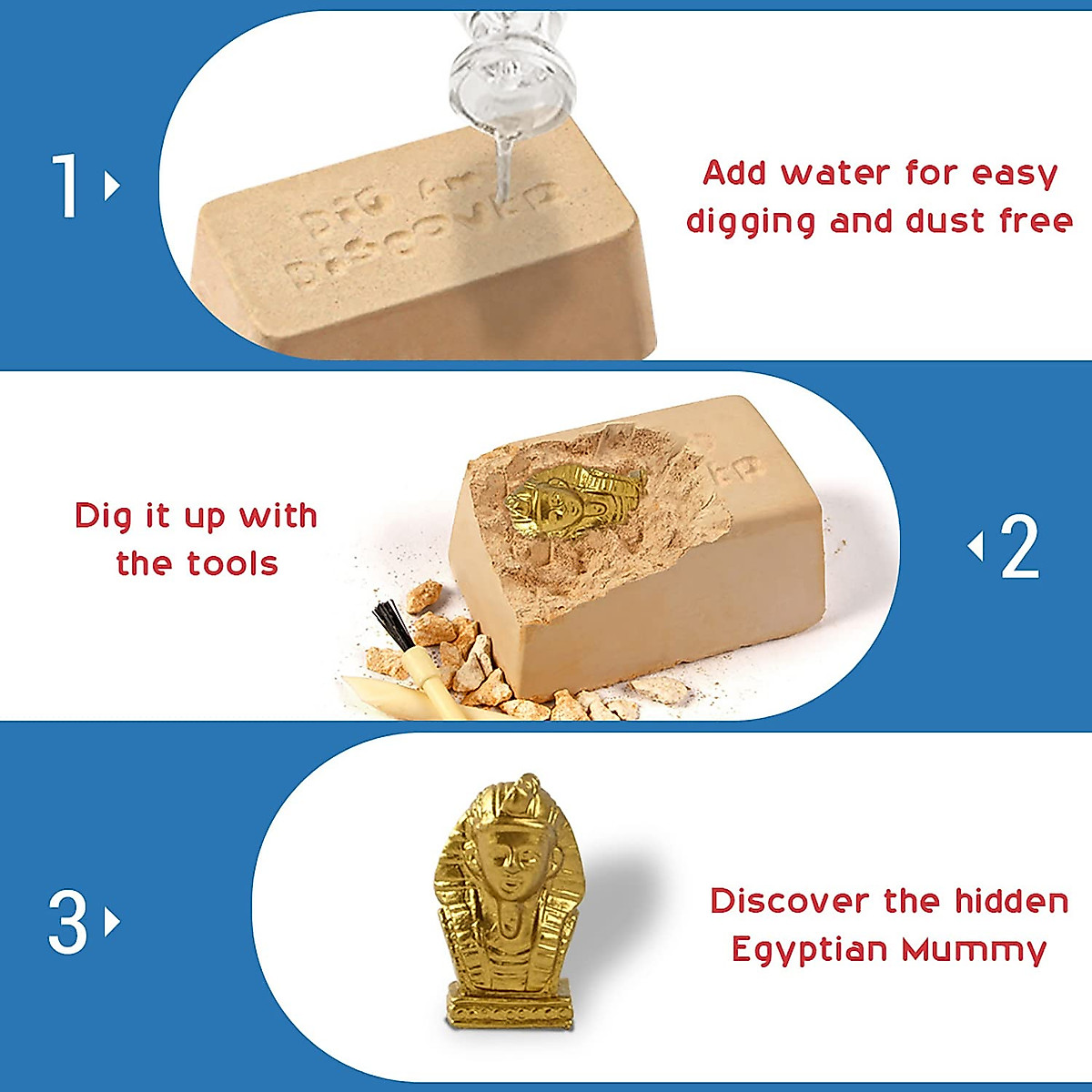 XX Excavation Dig Kit for Kids Egyptian Mummy Toy 6 Styles to Collect