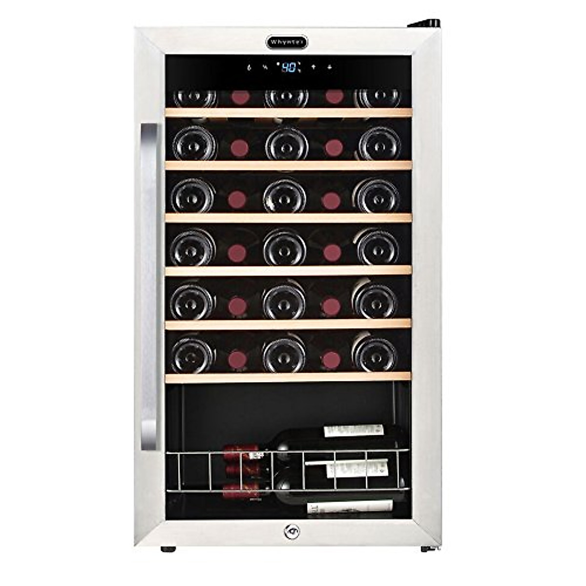 Whynter FWC-341TS 34 Bottle Freestanding Stainless Steel Wine Refrigerator with Display Shelf and Digital Control
