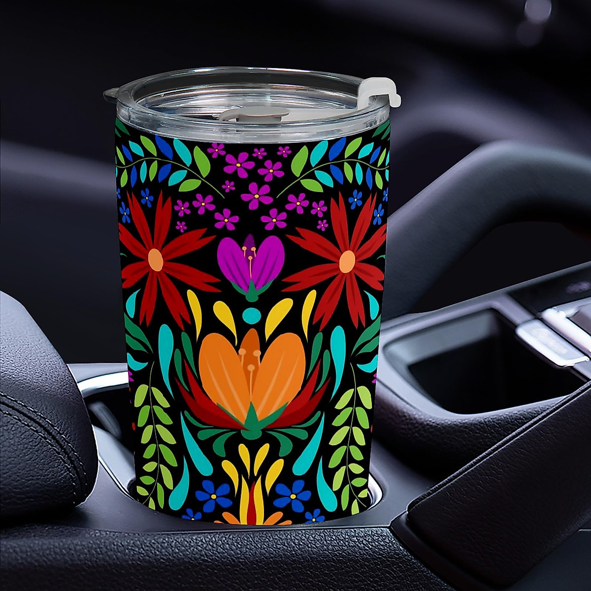 SAVHOQIR 20 oz Tumbler Mexican Boho Floral Stainless Steel Vacuum Insulated Travel Tumblers with Lid Double Wall Insulated Travel Mug Coffee Cup for Ice Hot Drinks