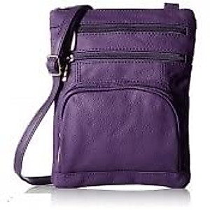 Steeltime Unisex Super Soft Leather Crossbody Bag with 6 Compartments & Carrying Strap | Crossbody Bags for Women, Men | Bolsos Para Mujer | Purple