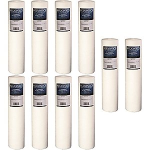 BLUONICS 10-pack 4.5" x 20" Sediment Replacement Water Filters Full Case of 10 (5 Micron) Standard Size Whole House Cartridges for Rust, Iron, Sand, Dirt, Sediment and Undissolved Particles
