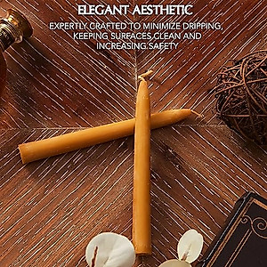 12 Dripless 8" Long Beeswax Taper Candles, 100% Natural Beeswax Taper Candles, Smokeless Tall Candlesticks, Decorative Long Burning Time, Drip Free Beeswax Candle Sticks for Home, Wedding, Dinner, etc
