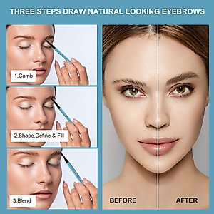 TurritopsisD Ultra-thin Brow Pencil 【2-Pack Light Brown】 Eyebrow Pencil Waterproof Smudge-proof Precise Fine-tip Ultra-slim Built-in Soft Spoolie Brush