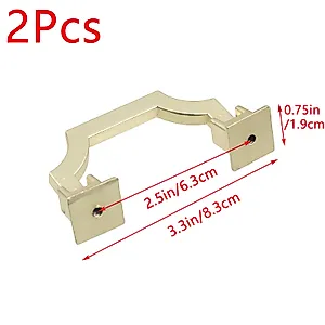 Geesatis 2 Pcs Modern Gold Handles Cabinet Pull Furniture Decorative Handles Double Hole Handles Hardware, with Mounting Screws, Hole Distance 63mm / 2.5 inch