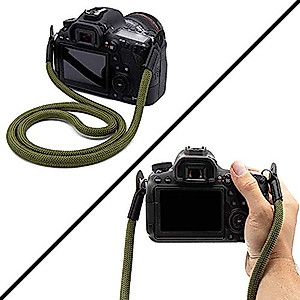 Eorefo Camera Strap Vintage 100cm Nylon Climbing Rope Camera Neck Shoulder Strap for Micro Single and DSLR Camera.(Army Green)