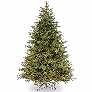 National Tree Company Pre-Lit 'Feel Real' Artificial Full Christmas Tree, Green, Frasier Grande, White Lights, Includes Stand, 7.5 Feet