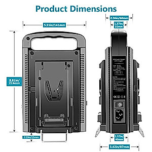Neewer BP-2CH Dual Channel V-Mount/V Lock Battery Charger with DC 16.5V Power Supply Output Compatible with Any V-Mount Battery (XLR Cable/Battery Not Included)