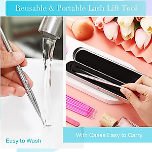 2 Pieces Eyelash Lift Tool Lash Separator Tool Stainless Steel Lash Lifting Perm Tool Lash Eyelash Perm Applicator Eyelash Extensions Supplies for Eyelash Lifting and Separating (Silver)