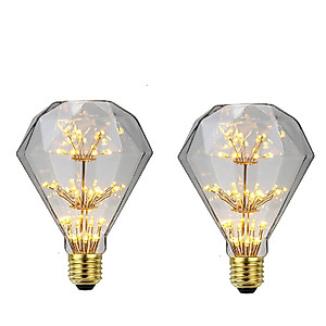 Qixivcom 2-Packs 3W D95 Retro LED Edison Bulbs E26 Led Starry Light Bulb Vintage Diamond LED Decorative Firework Light Bulb D95 Starlight Bulb 2300K Warm White Antique Bulb for Bedroom Living Room