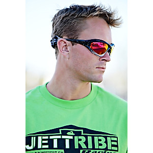 Jettribe Pro Goggles Made of Fade Frame - Storage Case Anti-fog Design for PWC Jetski Racers Enthusiasts - Stylish Revo Lens for Eye Protection and Clear Vision - Black