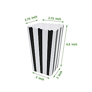 Jaojaopn 4.5 x 2.75 Mini Popcorn Boxes, Striped Popcorn Containers, Snack Container Set for Movie Night or Various Party Themes. 24 pcs(black and white)