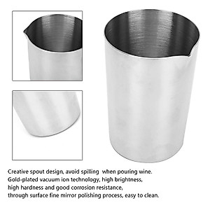 Cocktail Mixing Cups, Stainless Steel Bar Mixing Cups Glass 500ML Wine Stirring Mixing Cup Bartender Tools for Making Cocktails at Home Party Bar (Silver)