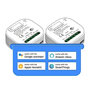 DoHome Homekit WiFi Relay Switch, Smart Relay Wireless Remote Control Light Switch Voice Control Outlet Timer Work with Siri, Alexa and Google Assistant DIY Your Home 2 Pack (Square)