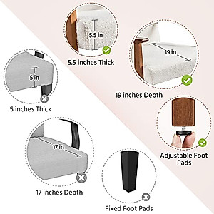 Yaheetech Fabric Accent Chair, Mid-Century Modern Armchair with Solid Wood Legs, Reading Leisure Chair with High Back for Living Room Bedroom Waiting Room,Ivory