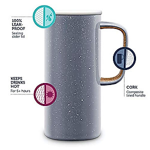 Ello Campy Vacuum Insulated Travel Mug with Leak-Proof Slider Lid and Comfy Carry Handle, Perfect for Coffee or Tea, BPA Free, Georgia Peach, 18oz