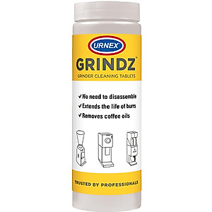 Urnex Grindz Professional Coffee Grinder Cleaning Tablets - 430 Grams - All Natural Food Safe Gluten Free - Cleans Burr and Casing - Help Extend Life of Your Grinder