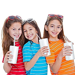 Vesici Sublimation Blanks Sippy Cups, 12 oz Sublimation Straight Sippy Tumblers, Toddler Insulated Stainless Steel Travel Mug Water Bottle with Handles for Kids and Children(6 Pieces)