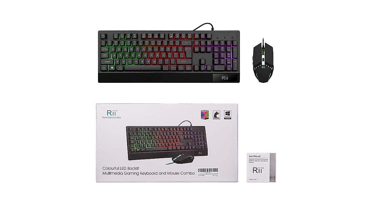 Rii RK400 RGB Gaming Keyboard and Mouse Combo ,Wired Mechanical Feel 3 ...