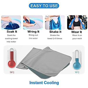 Vhger Cooling Towel, 4 Pack Ice Towel (40"x 12"), Microfiber Towel, Soft Breathable Chilly Towel Stay Cool for Yoga, Sport, Gym, Workout, Camping, Fitness, Running, Workout & More Activities