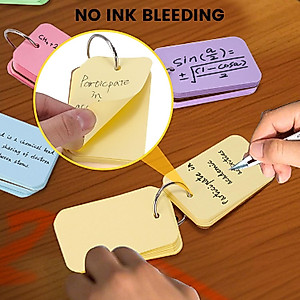 Koogel 300 Pieces 2.2 x 3.5 Inches Multicolor Kraft Paper Binder Ring Easy Flip Flash Card Study Cards/Memo Scratch Pads/Bookmark/DIY Greeting Card/Index Card Stock/Note Card(50 Sheets per Set)