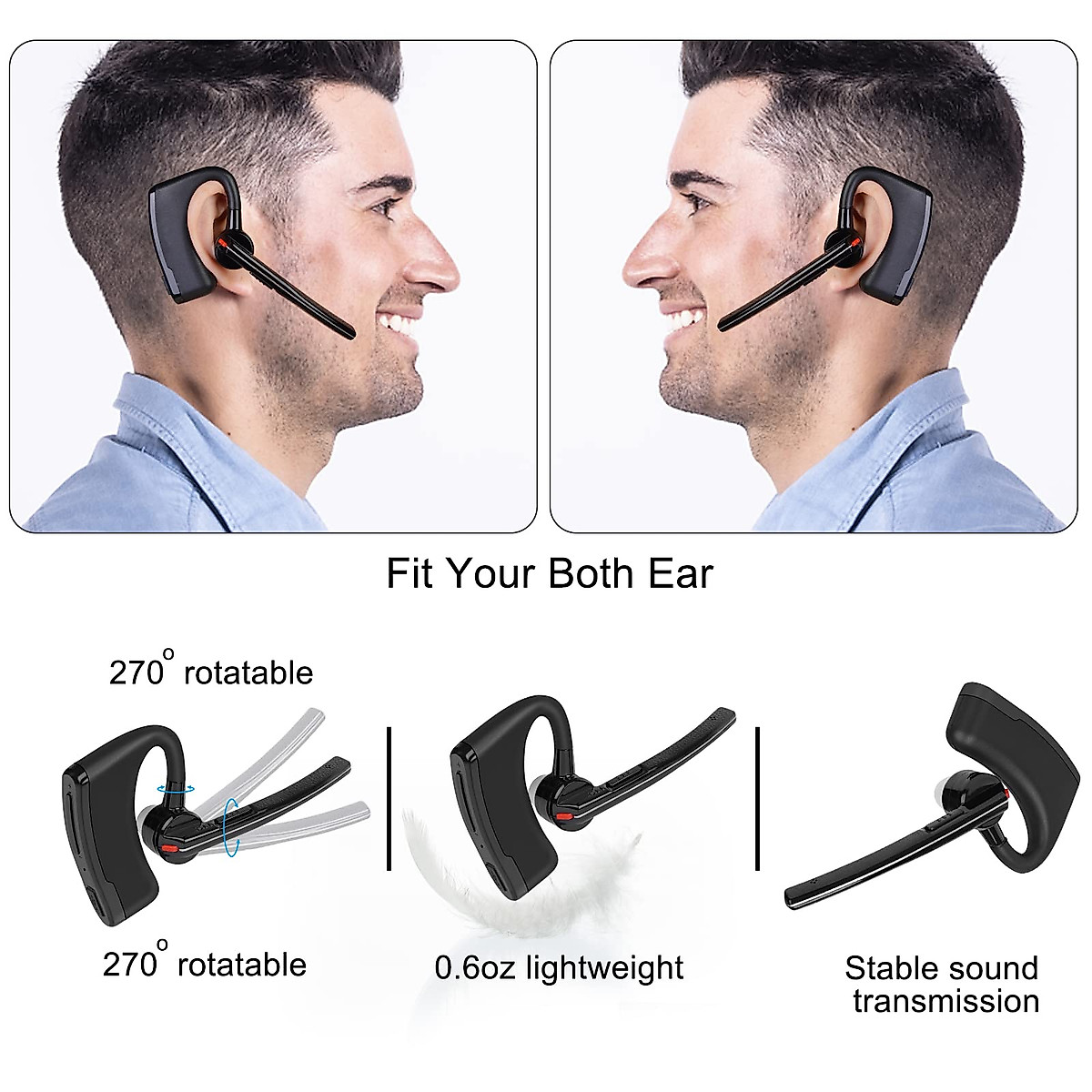 Walkie Talkie Bluetooth Headset with Noise Cancelling Mic 2 Pin Wireless Earpiece with Finger PTT Compatible with BaoFeng Kenwood Btech Radios & More(Not Compatible with Motorola/Midland)