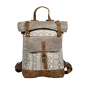 Myra Bag Classy Leather & Upcycled Canvas Backpack S-1237