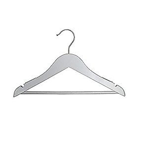 NAHANCO 20114WBHU Wooden Suit Hangers - Flat - 14" Low Gloss White - Home Use (Pack of 25)