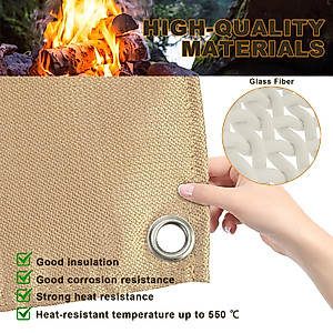 Washranp Fire Mat Glass Fiber Heat Insulation Grass Protection Reusable Easy to Carry Fireproof Blanket Fire Pit Mat for Outdoor Barbecue Camping 50 * 50cm