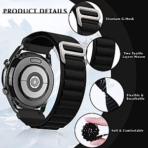 Nylon Sport Band Compatible with Samsung Watch Band 5 Pro/ Galaxy Watch 6 & 5 & 4 & 3 / Watch 6&4 Classic/ Gear S3 & S2/ Active 2 Band, 20mm&22mm watch band for Samsung Watch 47/46/45/44mm 43/42/41/40mm