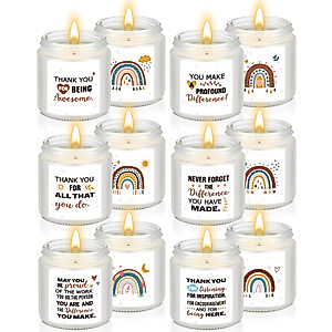 MTLEE 6 Pcs Employee Appreciation Candles Gifts Bulk 3.5 oz Thank You Candle Set Inspirational Motivational Boho Rainbow Aromatherapy Scented Jar Candles for Women Coworker Teamworker Teacher
