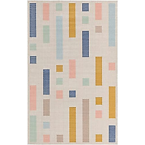 Unique Loom Lotus Collection Modern Geometric Multi/Beige Area Rug (5' 0 x 8' 0)