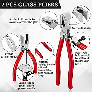 58 Pcs Stained Glass Supplies Glass Cutter Kit Including 8 Pcs Layout Block System 2 Pcs Class Running Breaking and Heavy Duty Glass Cutting Tool 2 Pcs Storage Bag for Stained Glass Cutting Supplies