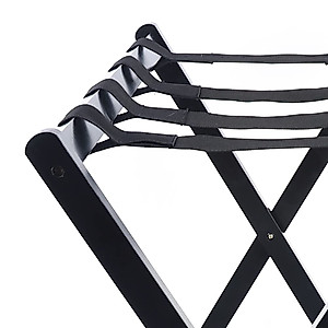 YIPONYT Luggage Rack Black Suitcase Stand Household Wood Folding Shelf,Folding Storage Rack Double Layer Luggage Rack for Guest Room Bedroom Hotel