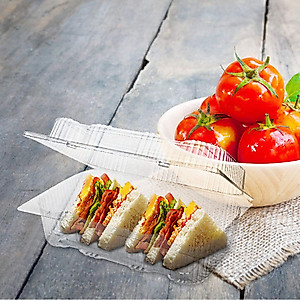 Kaderron Disposable Plastic Hinged Food Container - 70 Pcs Clear Clamshell Food Containers, 7.3" Length x 4.7" Width x 2.7" Depth