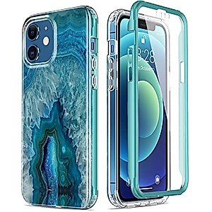 Esdot iPhone 12 Case,iPhone 12 Pro Case with Built-in Screen Protector,Rugged Cover with Fashionable Designs for Women Girls,Protective Phone Case for iPhone 12/12 Pro 6.1" Agate Stone