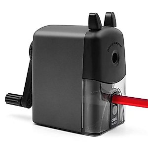 Manual Pencil Sharpener, Eesteros 2 in 1 Hand Crank Pencil Sharpener Heavy Duty for School Classroom, Office, Home(Gray)