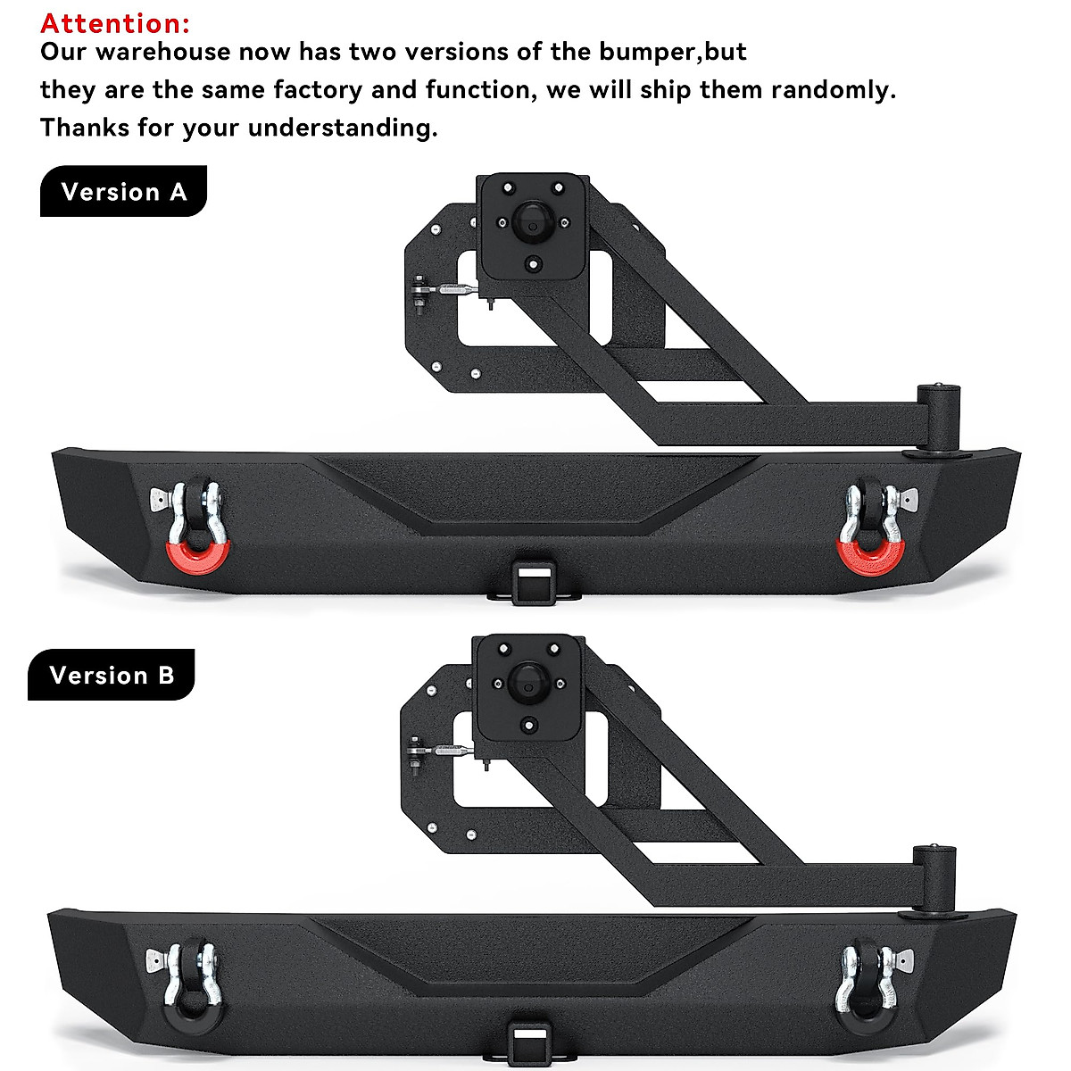 YITAMOTOR Rear Bumper with Tire Carrier Compatible for 2018-2024 Jeep Wrangler JL & Unlimited JLU (2/4 Doors), Full Width Back Bumper w/ 2" Hitch Receiver & D-Rings