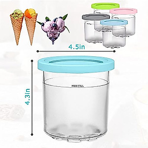 Ice Cream Pint Cups, Ice Cream Containers with Lids for Ninja Creami Pints, Ice Cream Pint Kitchen Accessories for NC301 NC300 NC299AM Series Ice Cream Machines, Sealed and Leak-proof 2/4 Pieces. (2 pcs-A)