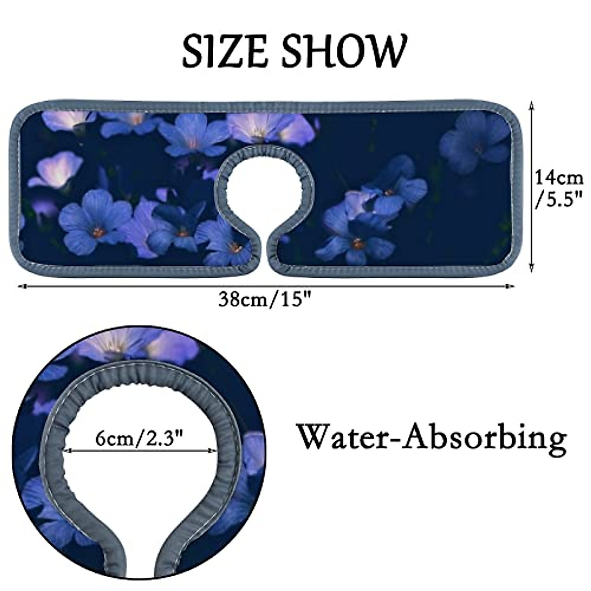 Absorbent Kitchen Faucet Mats 3 Pieces Moonlight Flowers Faucet Sink Splash Guard Bathroom Counter and RV,Faucet Counter Sink Water Stains Preventer