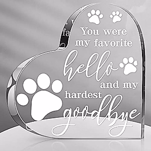PET Memorial Gift Dog Sympathy Gift for Loss Bereavement Crystal Acrylic Heart Decor Remembrance Gifts Cat Memorial Gifts Crystal Acrylic Heart Condolence Gifts for Loss of Loved One