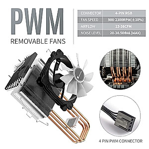 JONSBO CR1400 RGB CPU Air Cooler, 92mm PWM CPU Cooler with 4 Heat Pipes, Removable Computer PC Fans Easy to Install, Quiet Rainbow RGB Cooling Fan for Intel LGA 1700/1200/1151, AMD AM4 AM5, Black