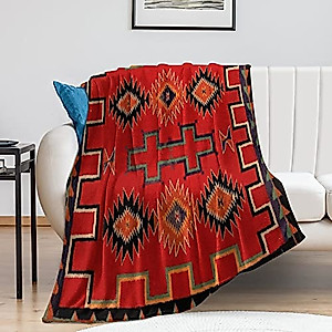 1890 Navajo Saddle Blanket Flannel Fleece Throw Blankets 50"X40" Lightweight Fluffy Winter Fall Blanket Cozy Soft Fuzzy Plush Home Decor for Couch Bed Sofa Bedroom Living Room Travel