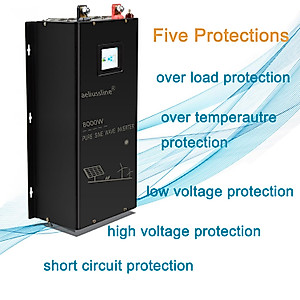 aeliussine 2000W 24v Pure Sine Wave Split Phase Inverter - 24v to 120v / 240v, 4 AC Outlets - Reliable Power for Home & RV Use